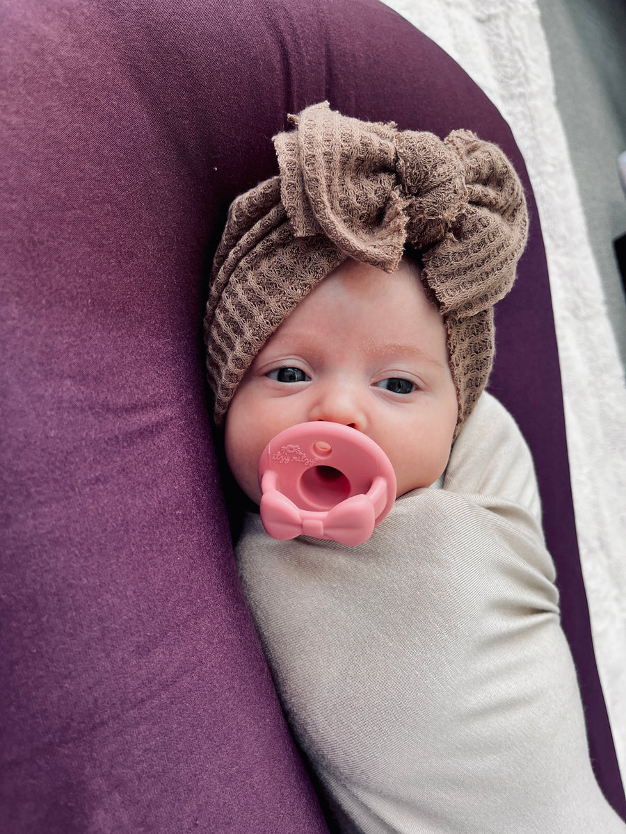 Chocolate Brown Waffle Modern Bow Turban – Stella Jane and Co.